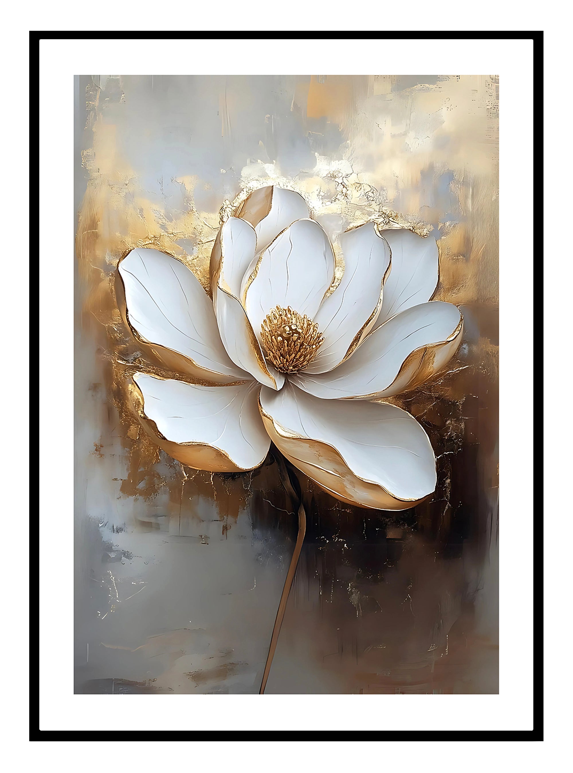 Single Gold Flower (B) Art Print – Jasmine and Jade Interiors
