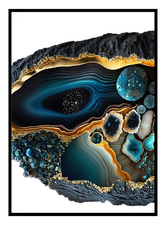 Blue and Gold Geode Art Print – Jasmine and Jade Interiors