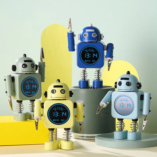 Retro Robot Alarm Clock with Light-up Eyes | Fun Kids Clock | LED Alarm ...