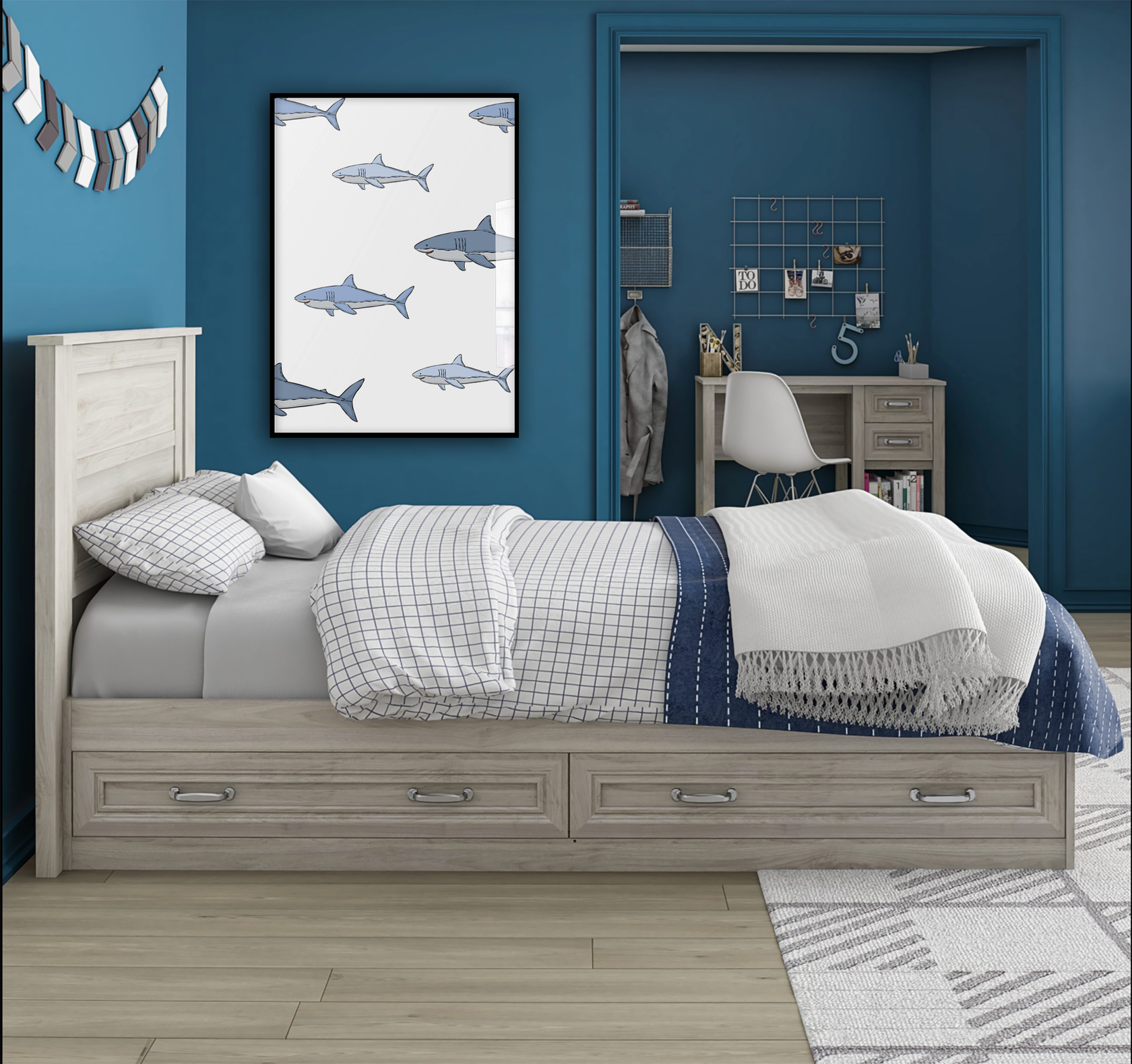 Shark Shoal Art Print – Ocean Wall Art for Kids – Jasmine and Jade ...