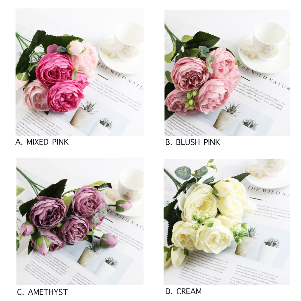 Pretty Peony Artificial Flower Display | Silk Peony Stems for DIY ...