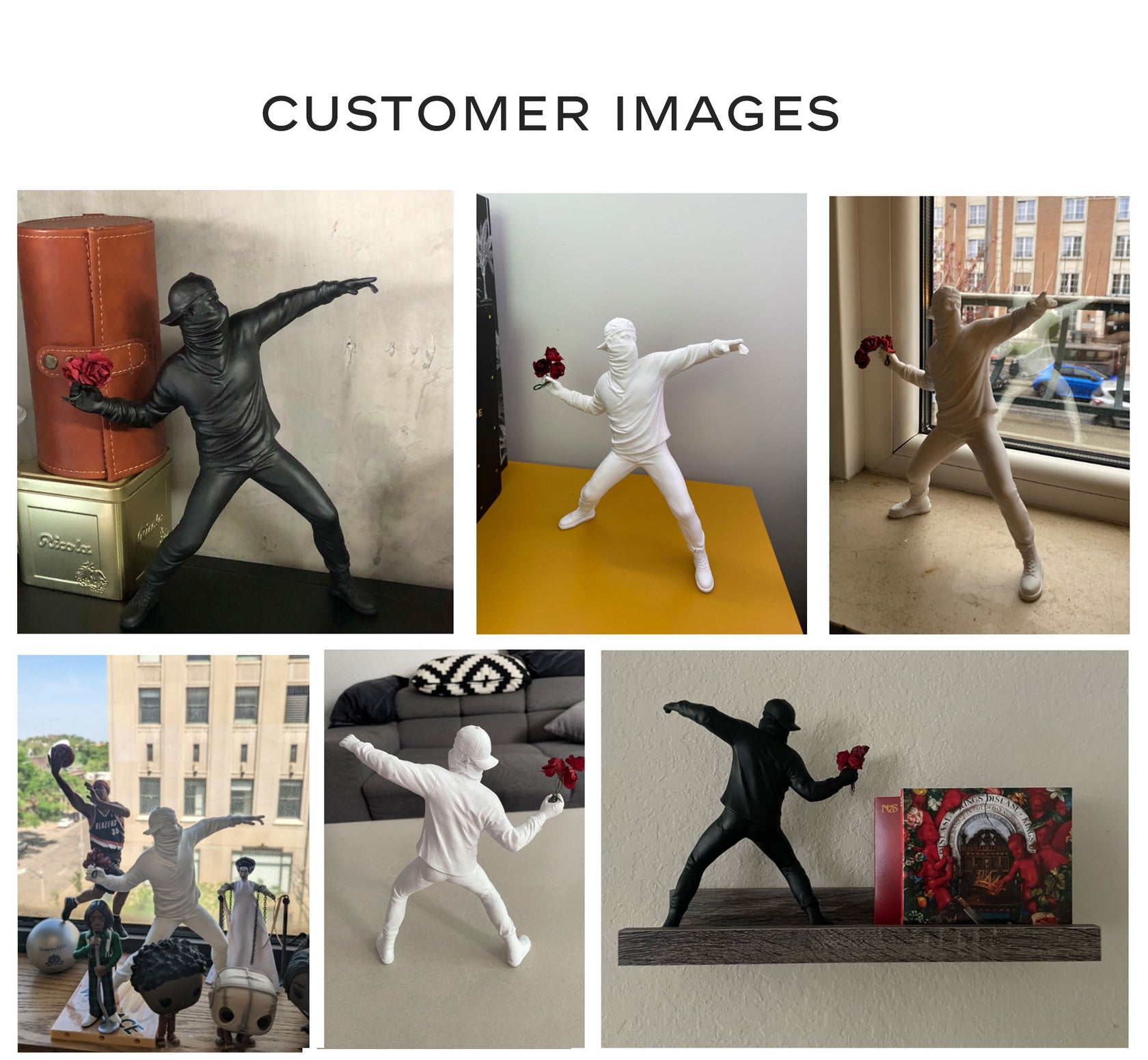 Banksy Flower Thrower Statue | Iconic Modern Art Resin Sculpture ...