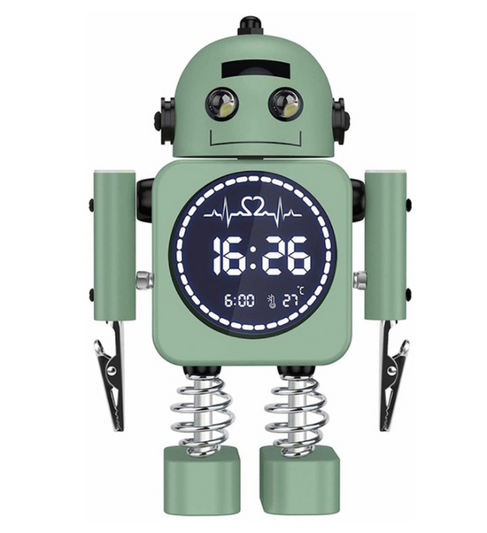 Retro Robot Alarm Clock with Light-up Eyes | Fun Kids Clock | LED Alarm ...