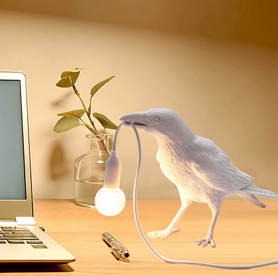 Nordic Raven Table Lamp - Black or White – Jasmine and Jade Interiors