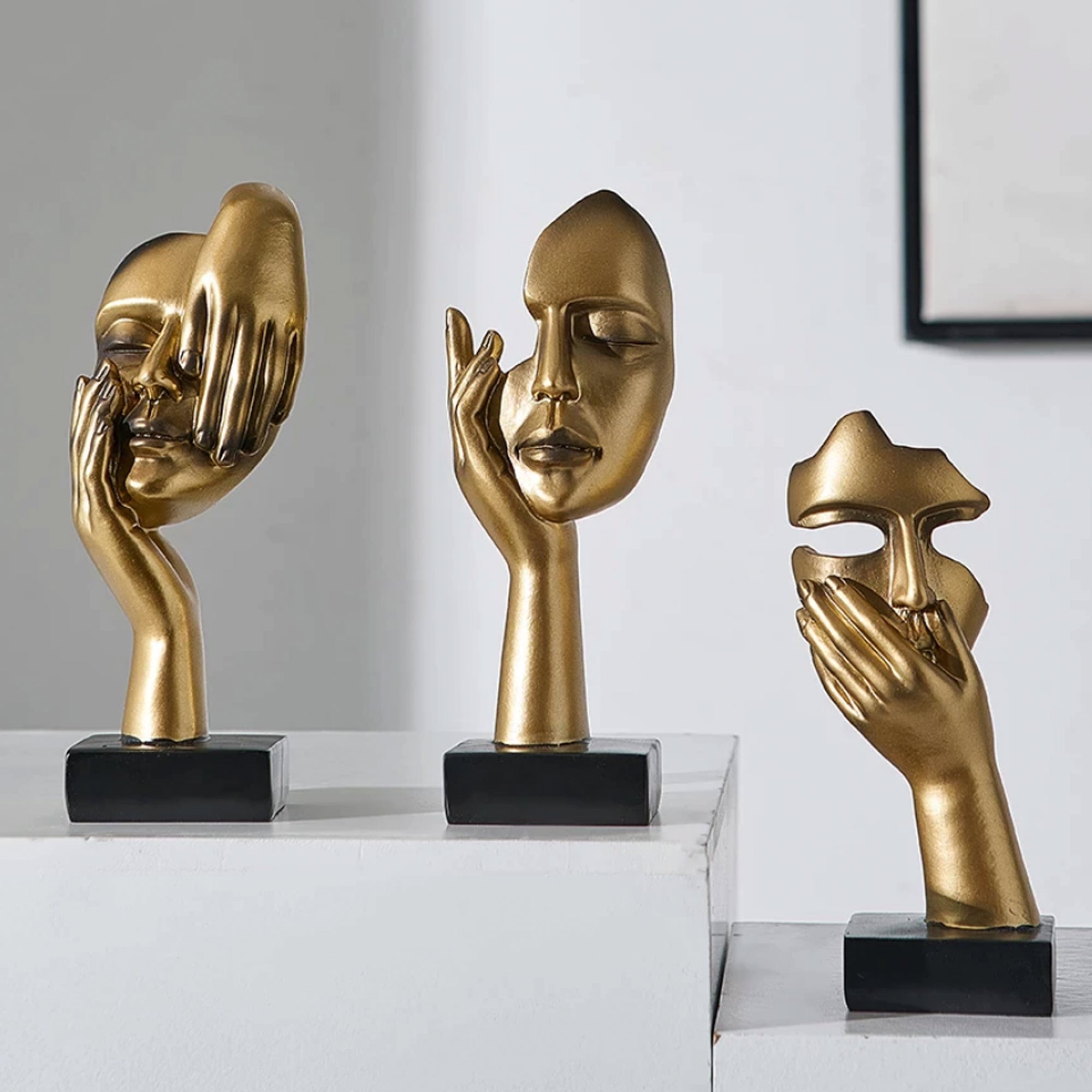 Golden Face Sculptures – Jasmine and Jade Interiors