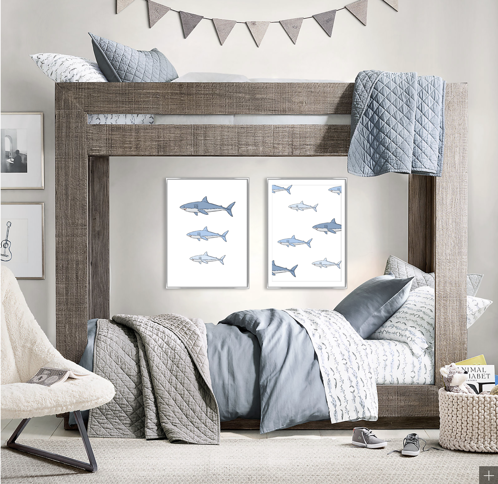 Shark Shoal Art Print – Ocean Wall Art for Kids – Jasmine and Jade ...